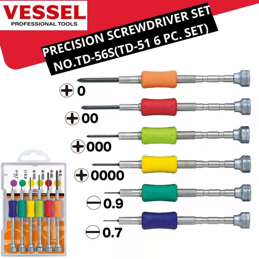 Jual VESSEL Set Obeng 6 Pcs No.Td-56S Plus Minus Precision Screwdriver ...