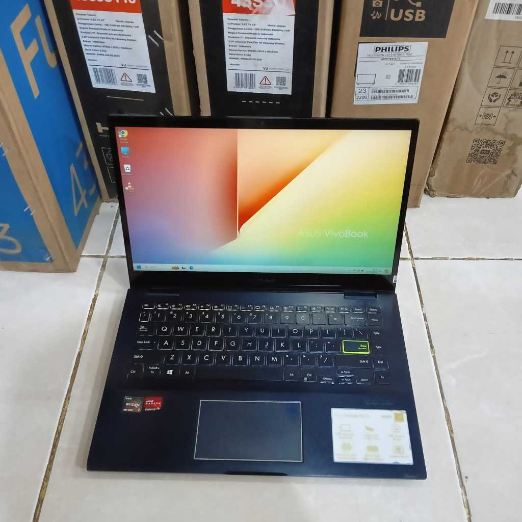 Jual Laptop Asus Vivobook Flip 14 TM420U, Touchscreen, Backlight Keyboard, Gaming Editing Ngebut ...