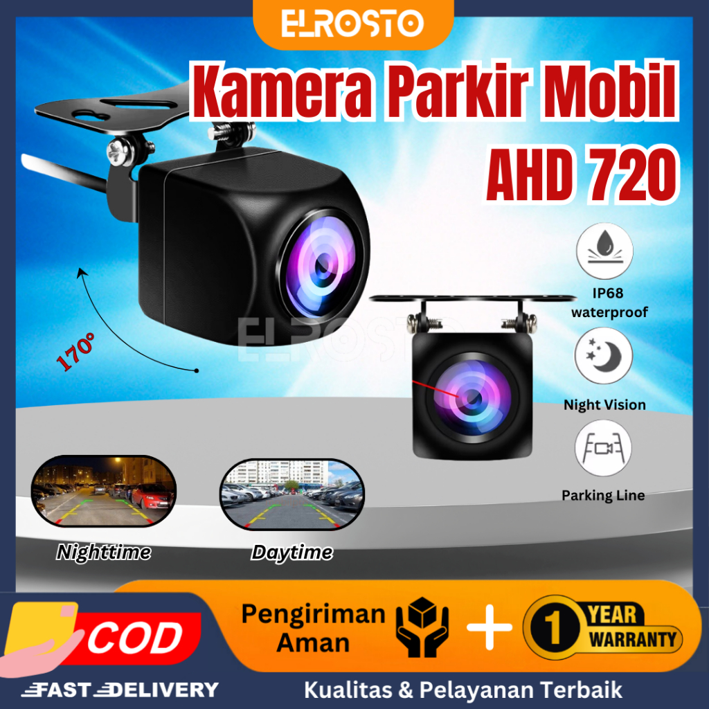 Jual ELROSTO Kamera Parkir Mundur Mobil Orca AHD 720P Night Vision HD | Shopee Indonesia