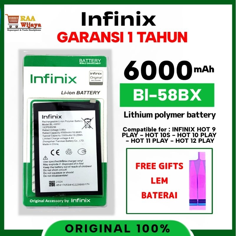 Jual BATERAI BL-58BX INFINIX Hot 9 Play X680/Hot 10s X689/Hot 10 Play ...