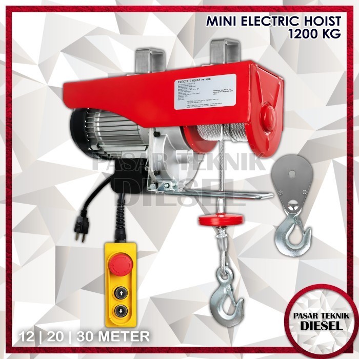 Jual Electric Wire Rope Hoist 1200 KG x 20 Meter 1,2 Ton PA 1200 Mini ...