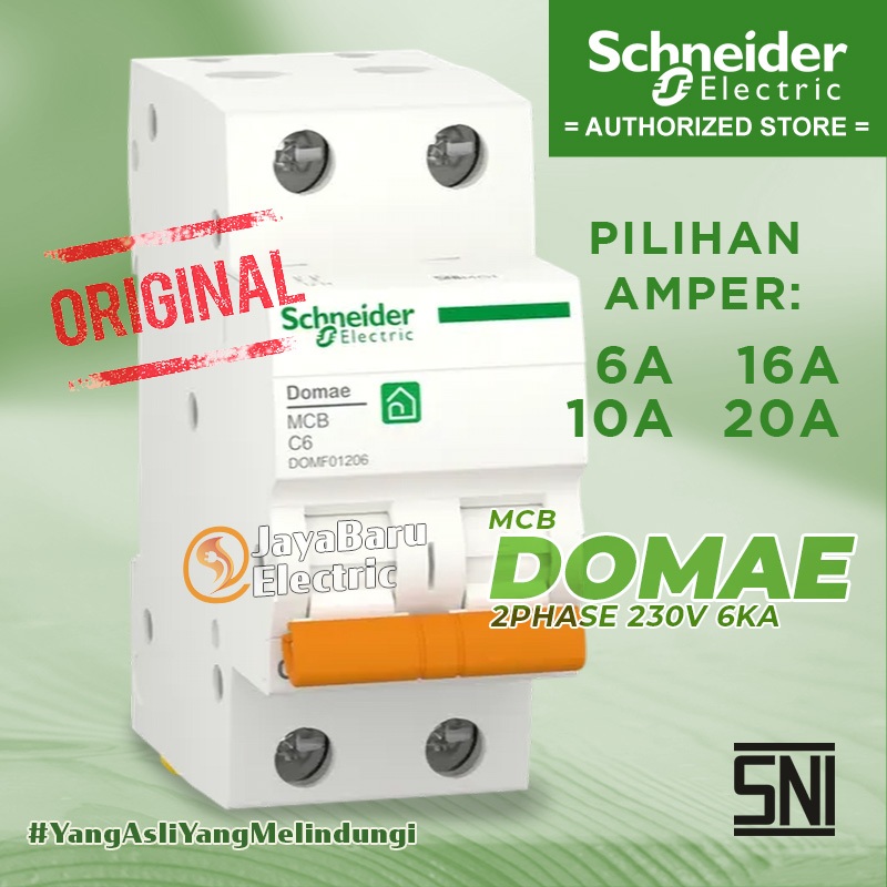 Jual SCHNEIDER MCB Domae 2P 2Phase 2Pole 6A 10A 16A 20A 6kA SNI | Shopee Indonesia