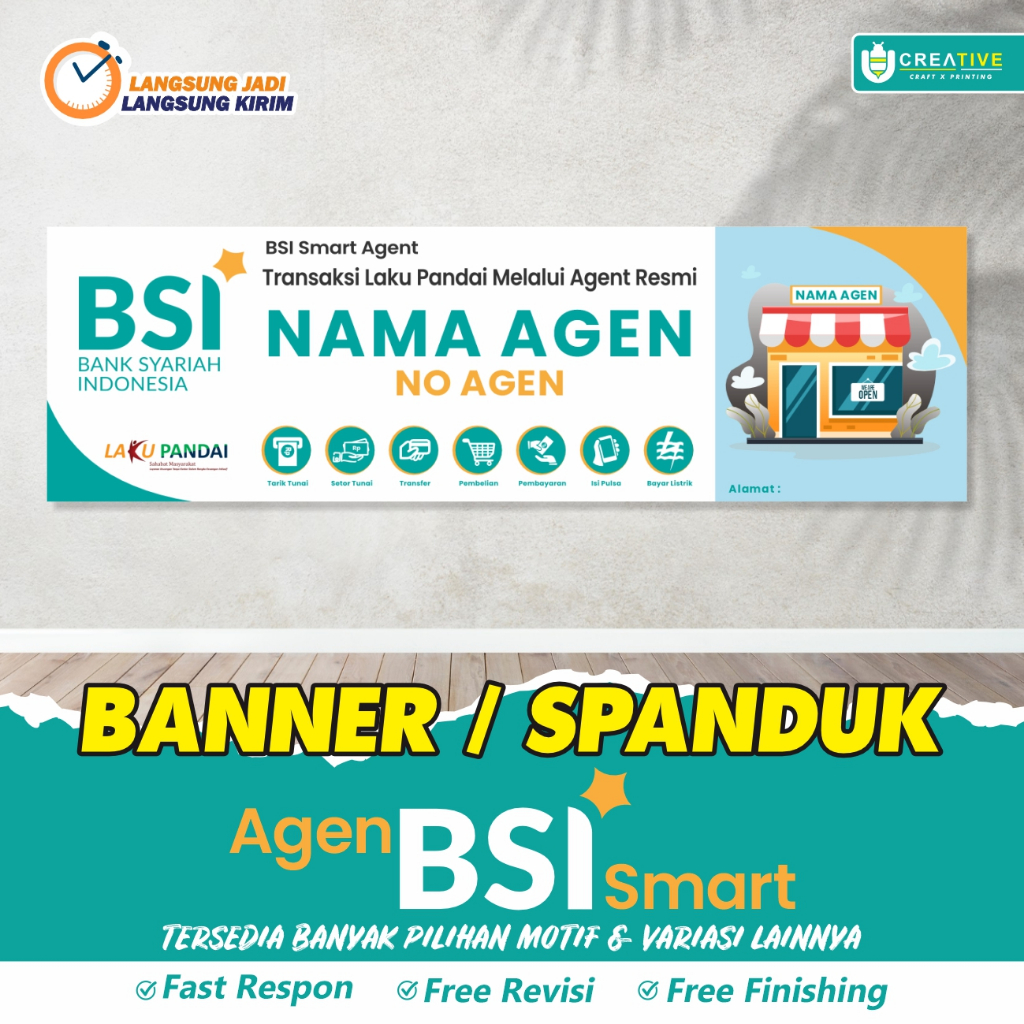 Jual Banner / Spanduk Agen BSI Smart (Custom Ukuran) | Shopee Indonesia