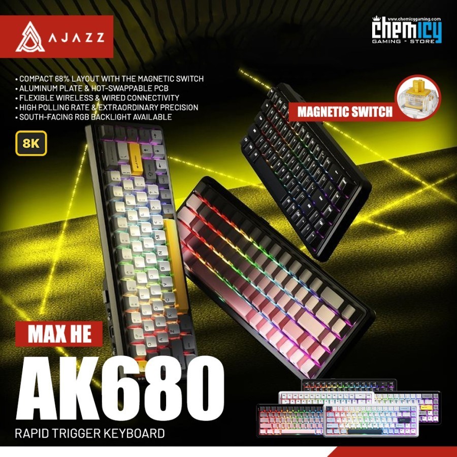 Jual Ajazz AK680 / AK-680 MAX HE Wireless Rapid Triger Magnetic Gaming ...