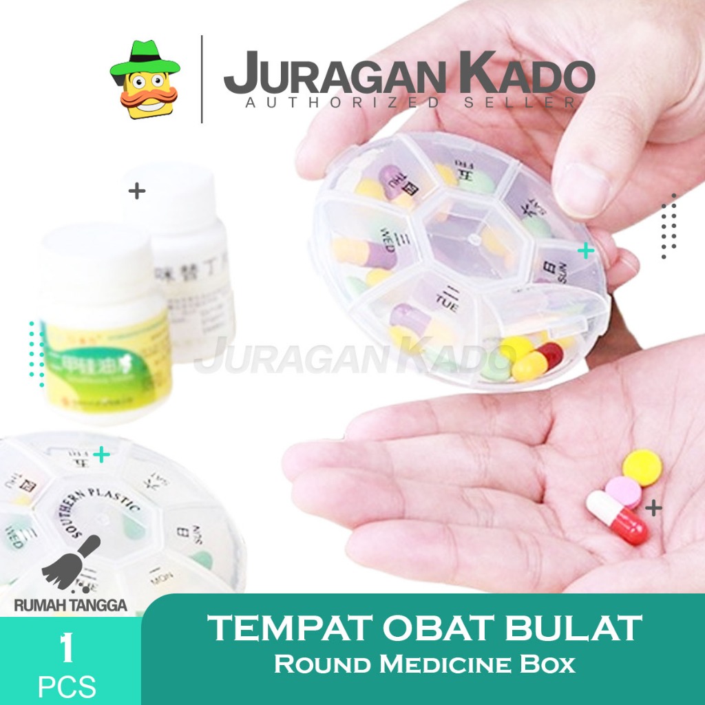 Jual Kotak Obat Bulat 7 Sekat Grid Medicine Box Harian Tempat Pil ...