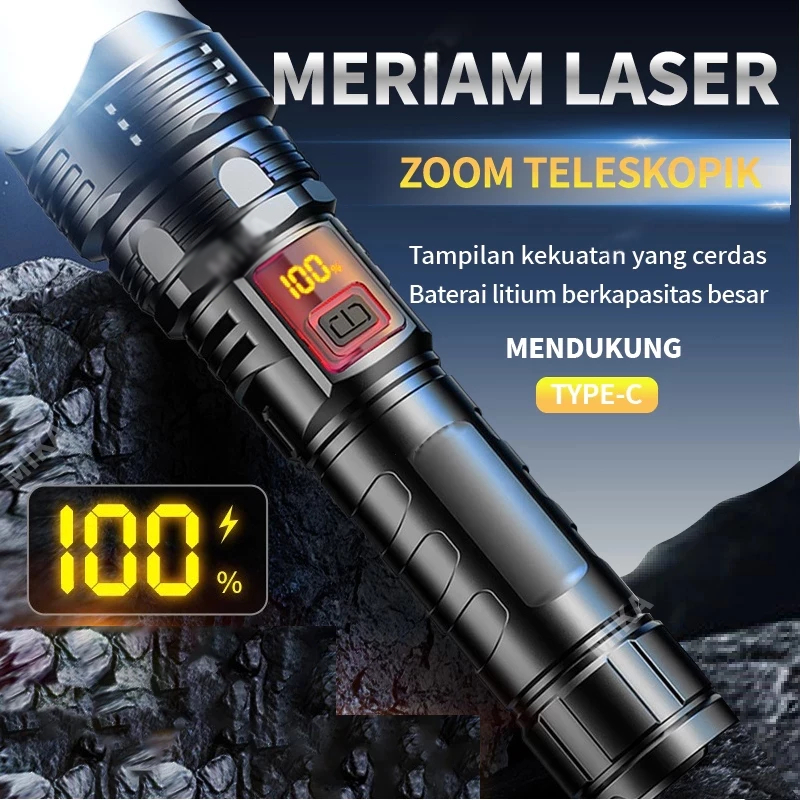 Jual Senter multifungsi laser putih super terang, layar digital cerdas ...