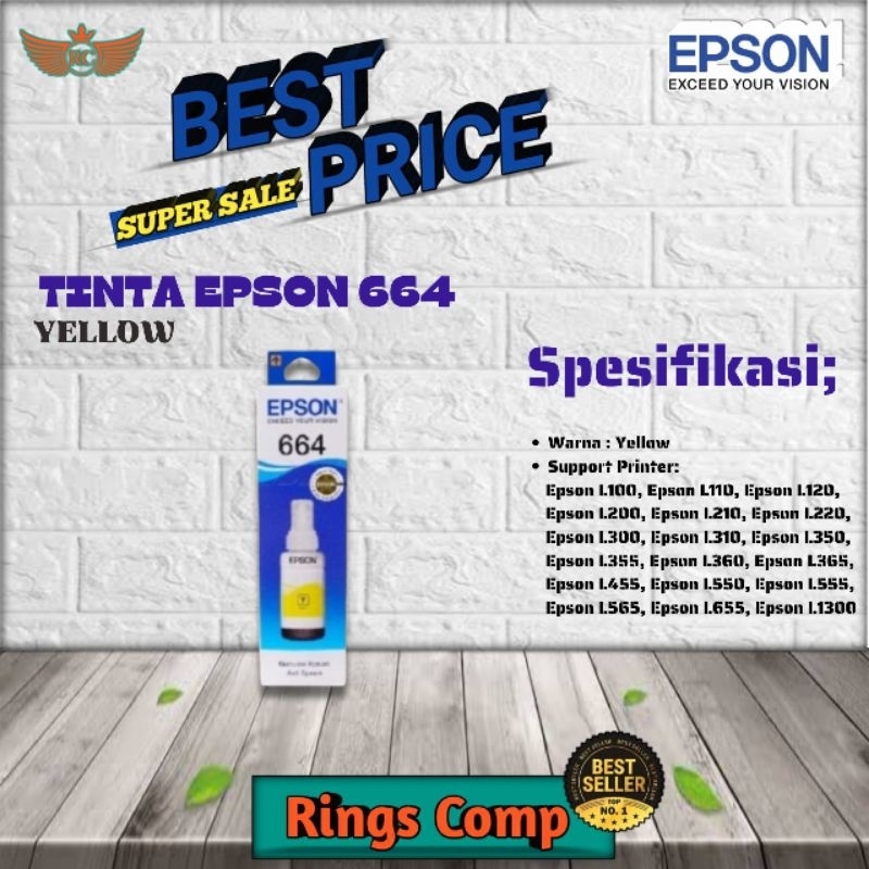 Jual Tinta Epson 664 Yellow For Printer L100 L110 | Shopee Indonesia