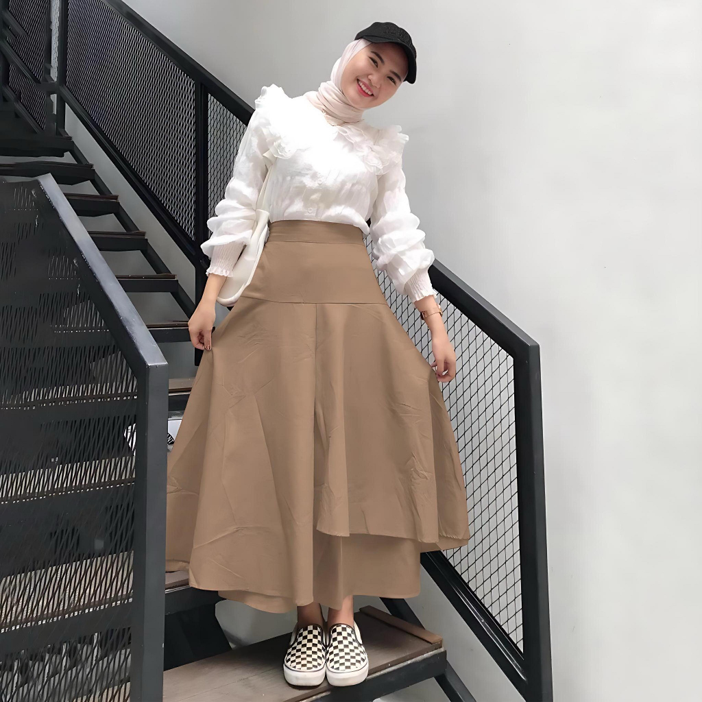 Jual ROK Panjang MONALICA MILANA Susun Mekar | Rok Linen Susun Rok ...