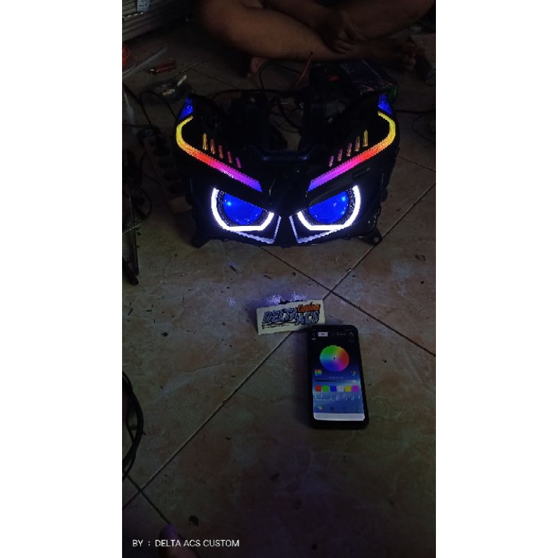 Jual Lampu Biled Vario 125/150 New Full RGB Android l Custom Headlamp/Reflektor Vario New Biled ...