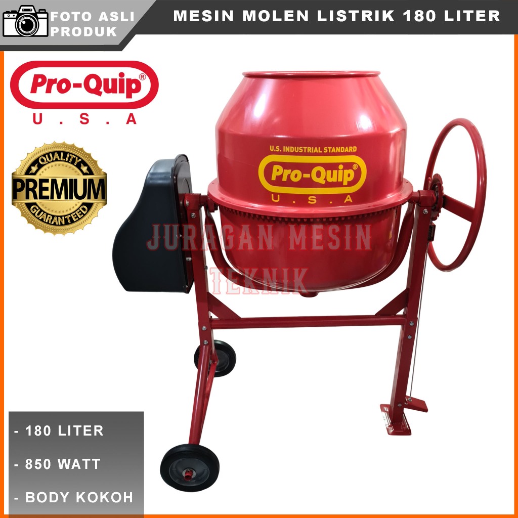 Jual Mesin Molen Pengaduk Semen 180 Liter Listrik Proquip USA | Shopee Indonesia