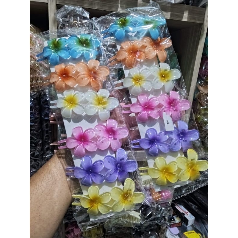 Jual (12pcs) Jepitan Rambut Import Bunga Kamboja Model Buaya Konde ...