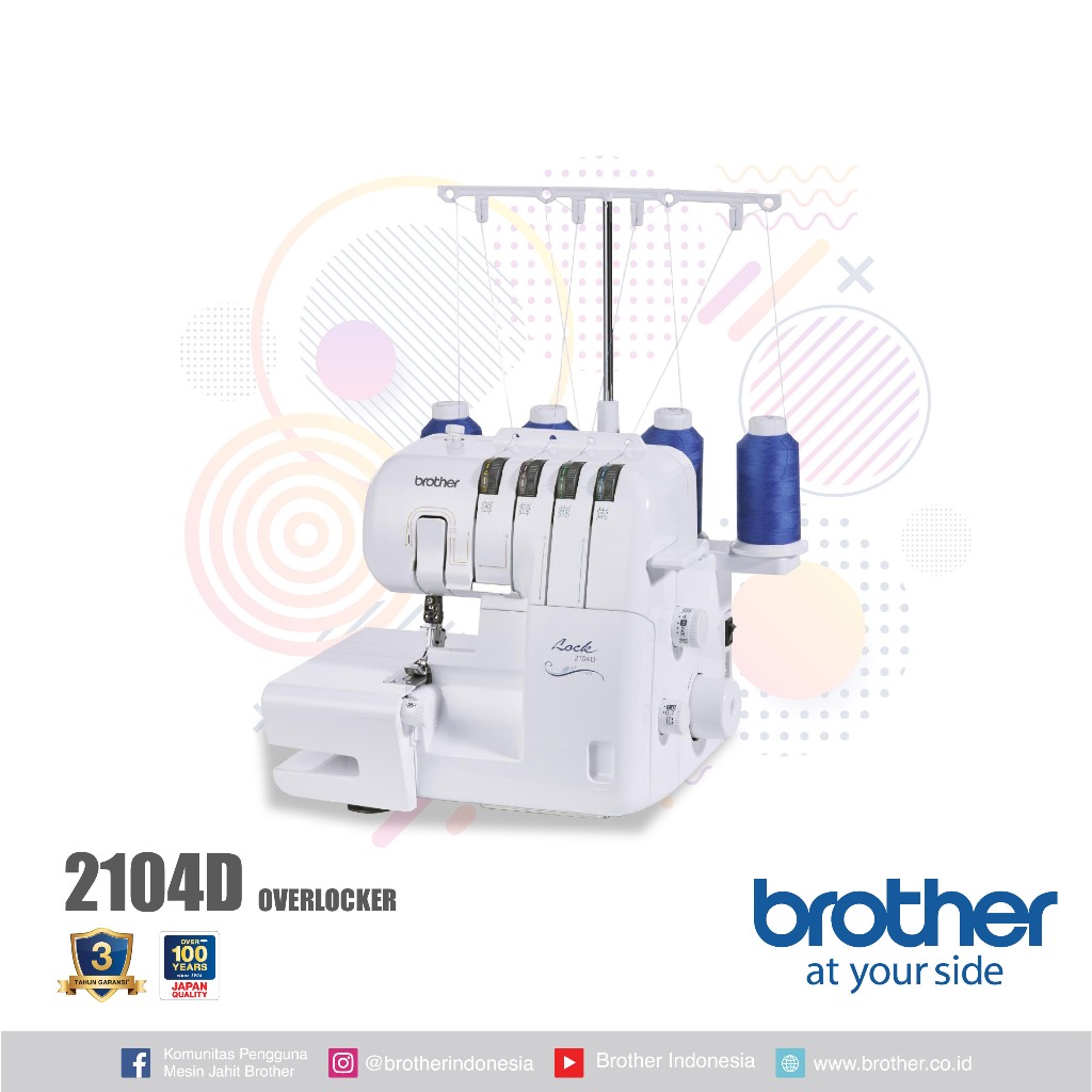 Jual Mesin Obras dan Neci Brother 2104D / 2104 D / Brother Overlock Portable 2104D - 3 & 4 ...
