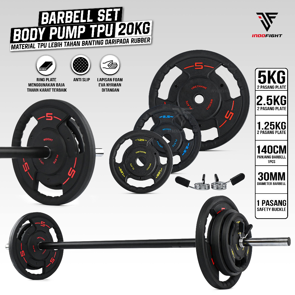 Jual Barbell Body Pump 20kg Set Barbel Bodypump Angkat Besi Angkat ...
