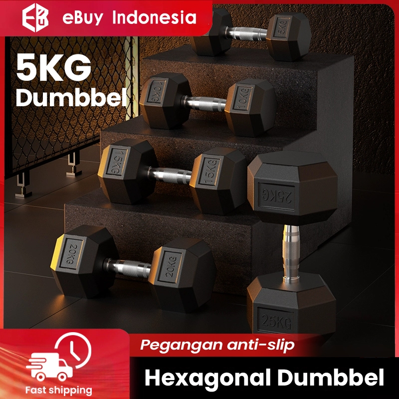 Jual Dumbbell Karet Hexagonal /2.5KG 5KG 7.5KG 10KG 12.5KG 15KG Dumbbell Set Peralatan Fitness ...
