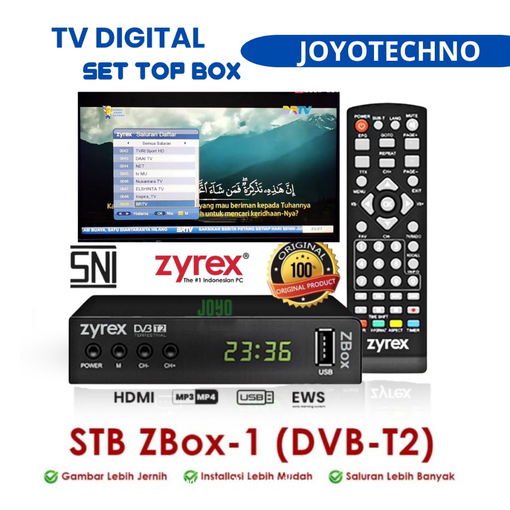 Jual SET TOP BOX TV DIGITAL DVBT2 FULL HD BERKUALITAS ZYREX HD 4MB ...