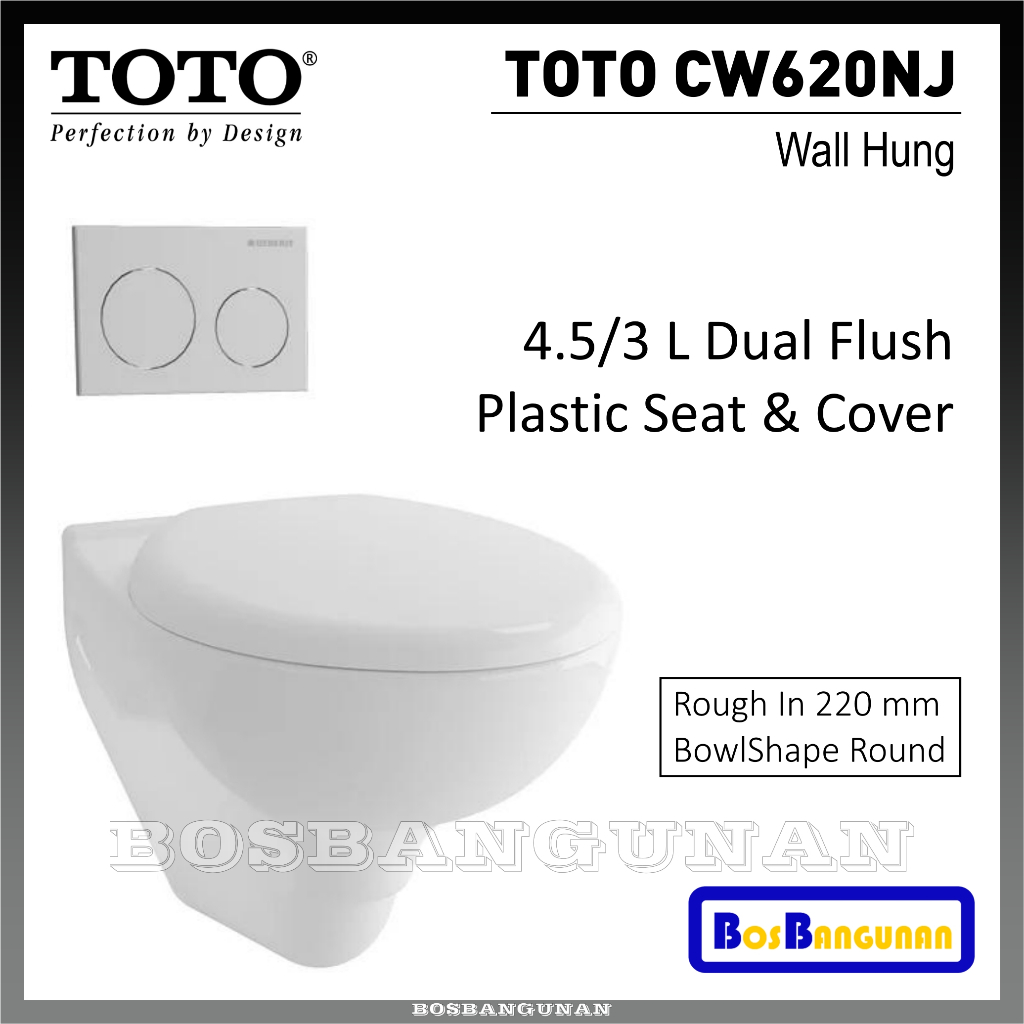 Jual Kloset Duduk TOTO CW620NJ / Wall Hung Closet TOTO CW 620 NJ ...