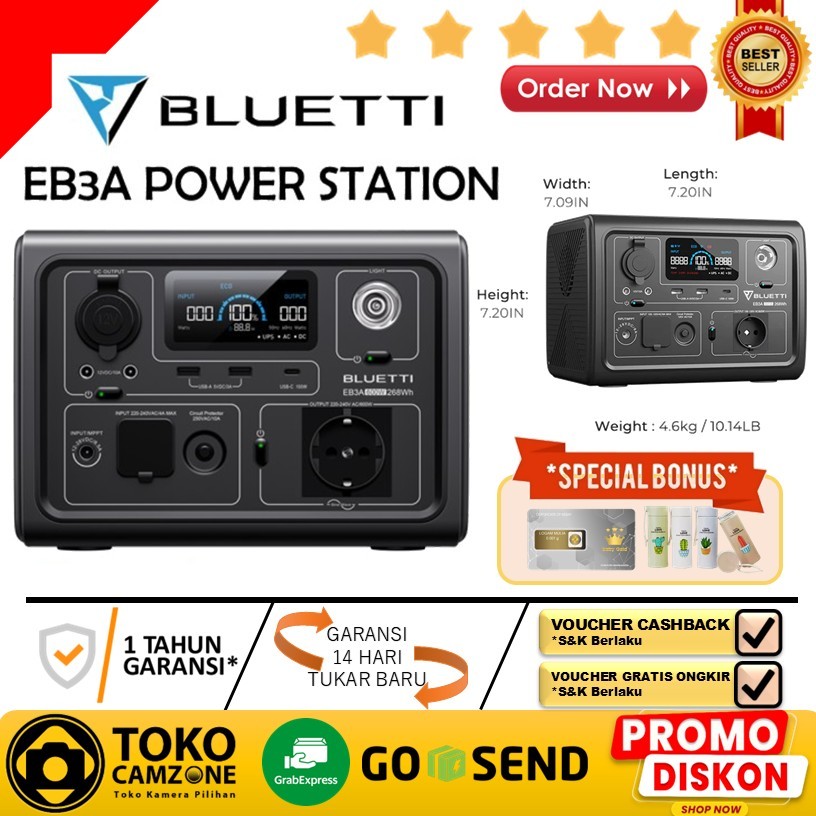 Jual BLUETTI EB3A Portable Power Station I 600W 268Wh | Shopee Indonesia