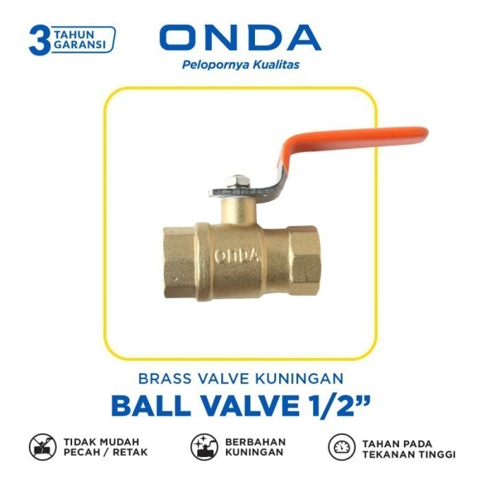 Jual Ball Valve Kuningan ONDA Stop keran 1/2'"/3/4''/1'' | Shopee Indonesia