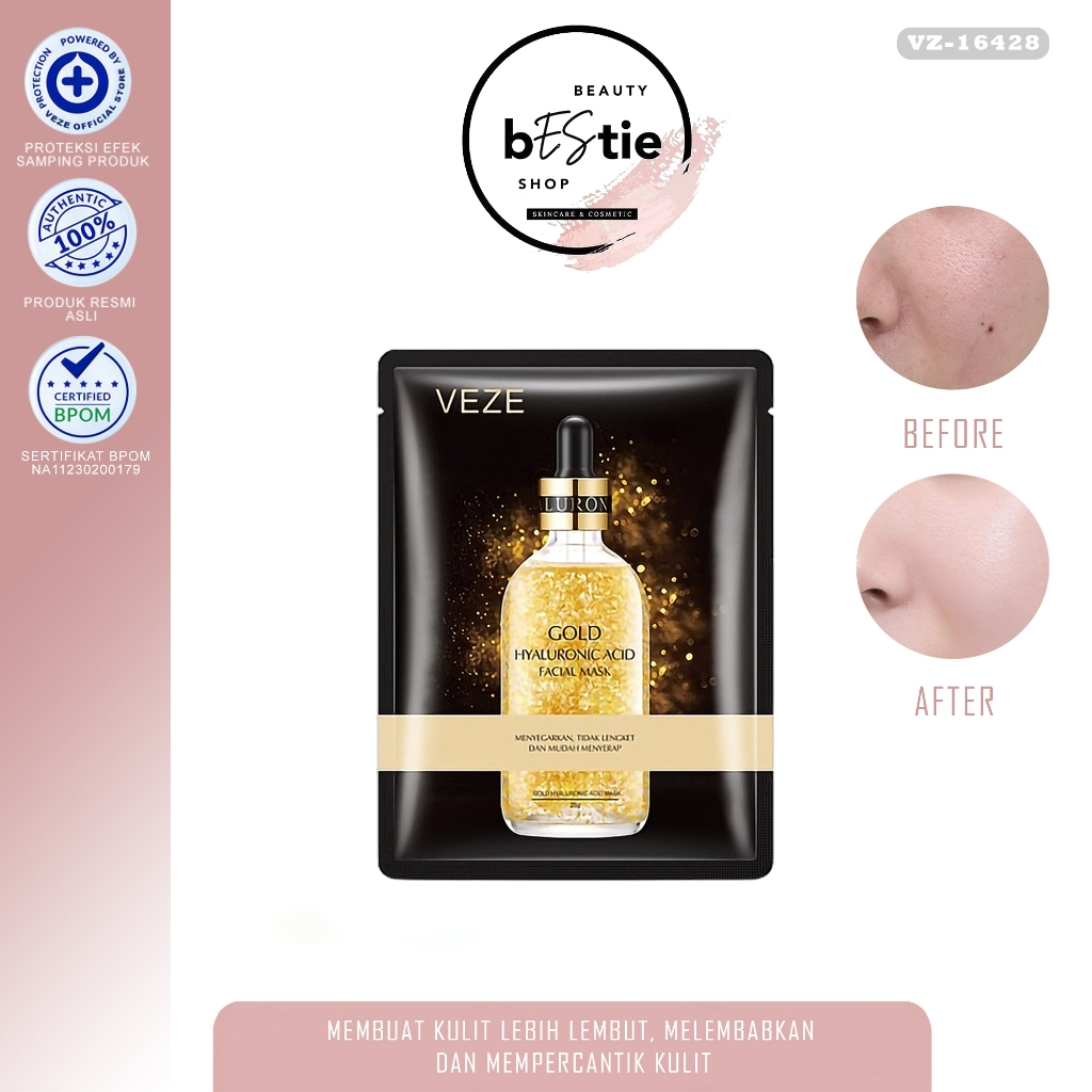 Jual BPOM VEZE MASKER EMAS MURNI 24K - PURE GOLD HYALURONIC MASK 24K ...