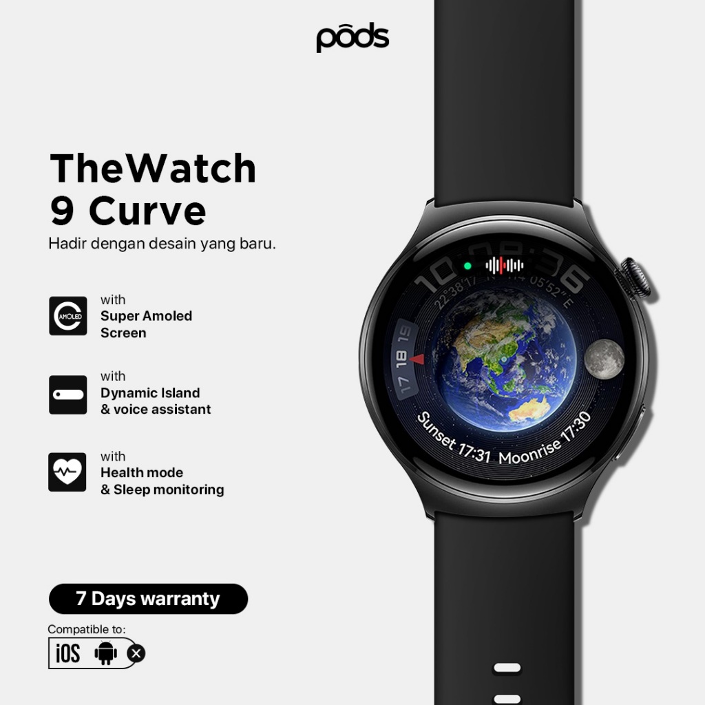 Jual TheWatch Series 9 Curve Smartwatch Amoled Display Dynamic Island ...