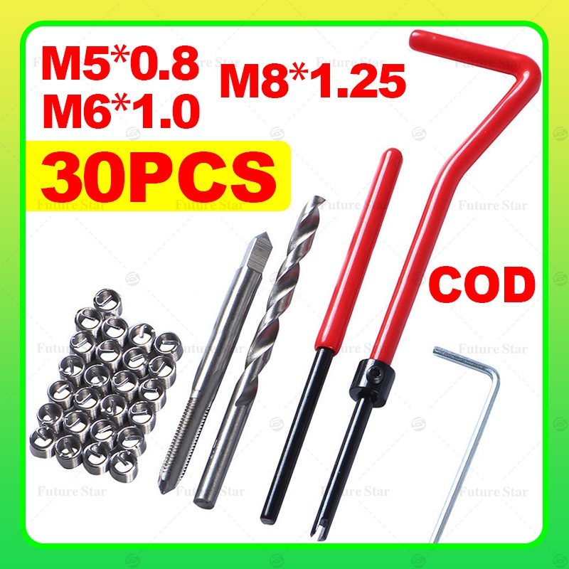 Jual M5 M6 M8 30pcs Set Thread Repair Kit Recoil Helicoil Untuk Baut ...