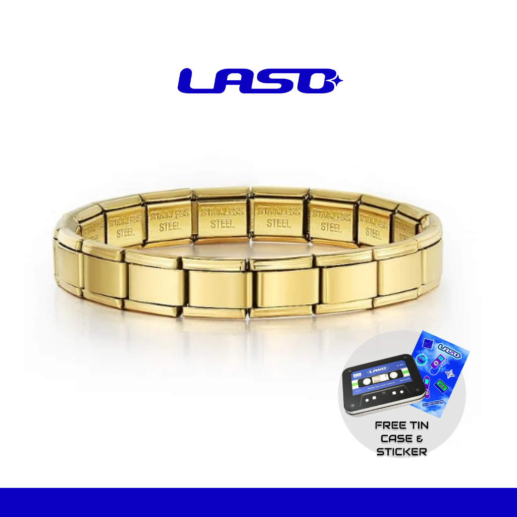 Jual LASO Gold Charm Bracelet Stainless Steel - Aksesoris Gelang Silver ...