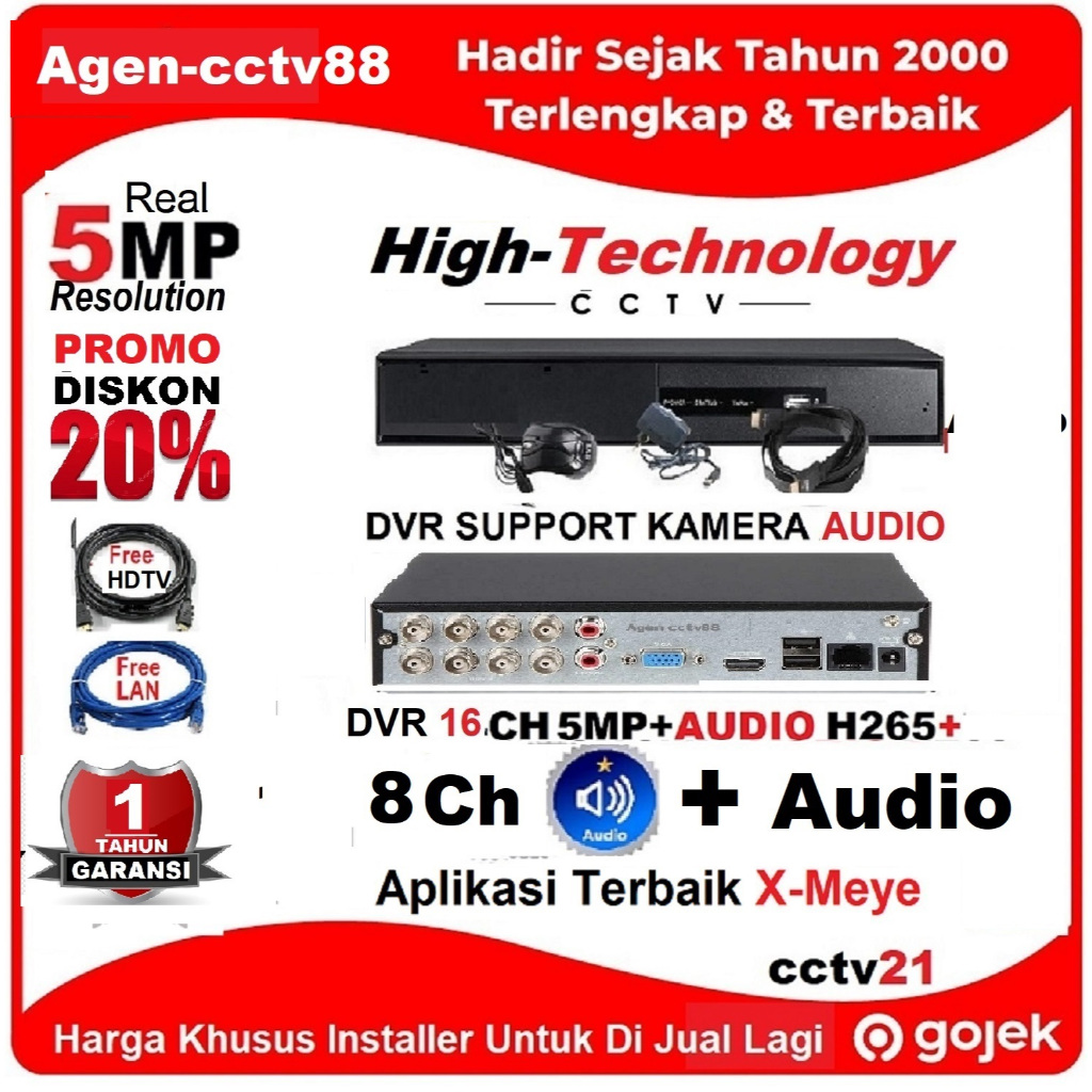 Jual DVR 5MP 8 Channel 8CH High Technology Support Kamera Audio H.265 ...