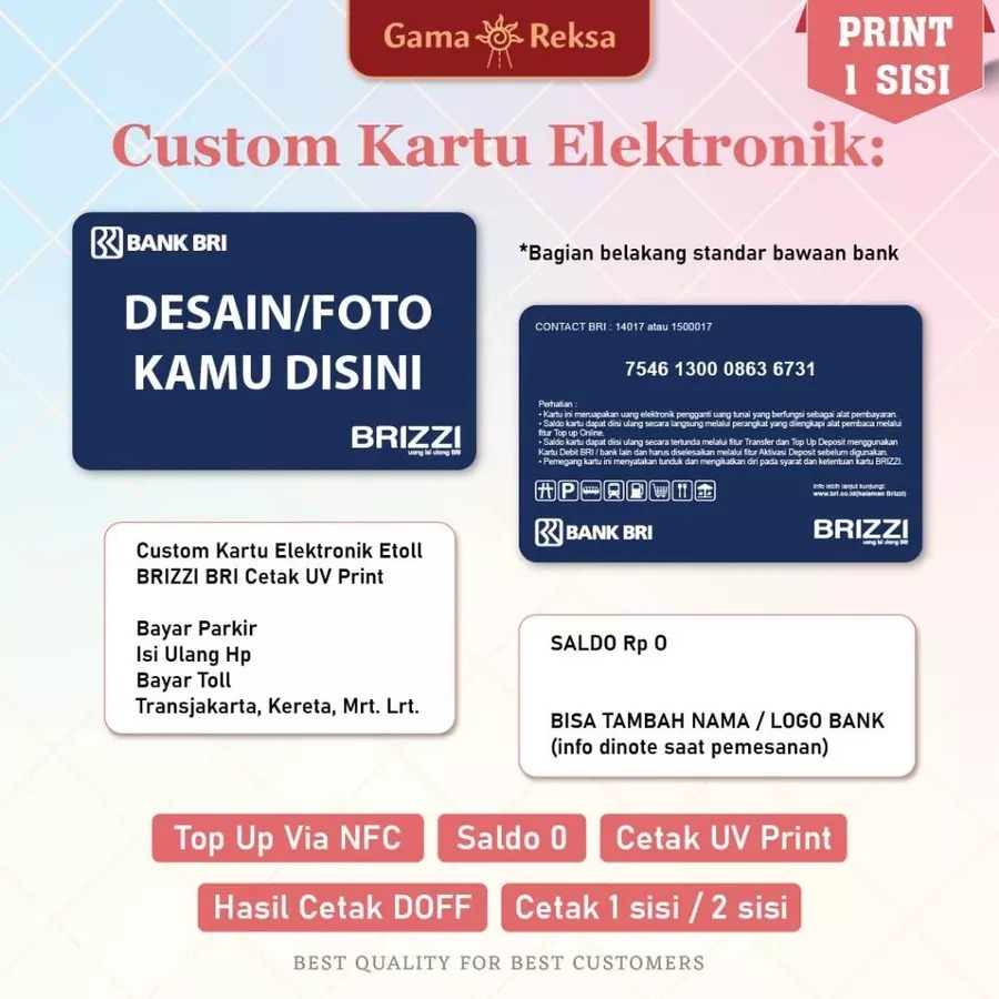 Jual ( SEHARI JADI ) Custom Kartu E-toll Brizzi Bebas Design / Bisa ...