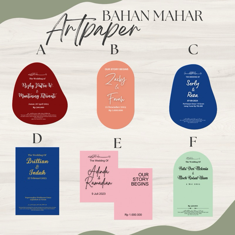 Jual tetes air mahar/ bahan mahar/ artpaper tulisan mahar/ diy mahar ...