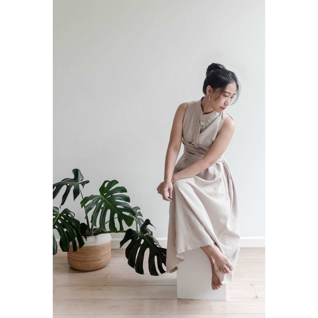 Jual KIND EARTHSTUDIO SOLACE in Sand Color || Dress Katun Elegant ...