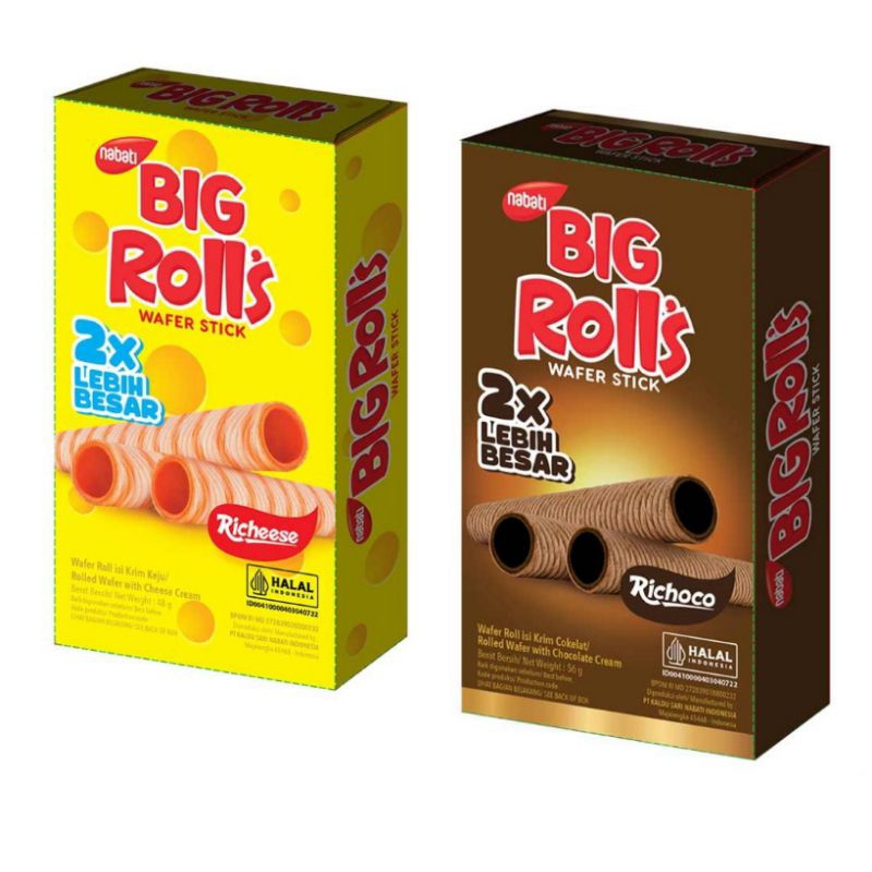 Jual Nabati big roll's wafer stick richeese keju richoco cokelat | Shopee Indonesia