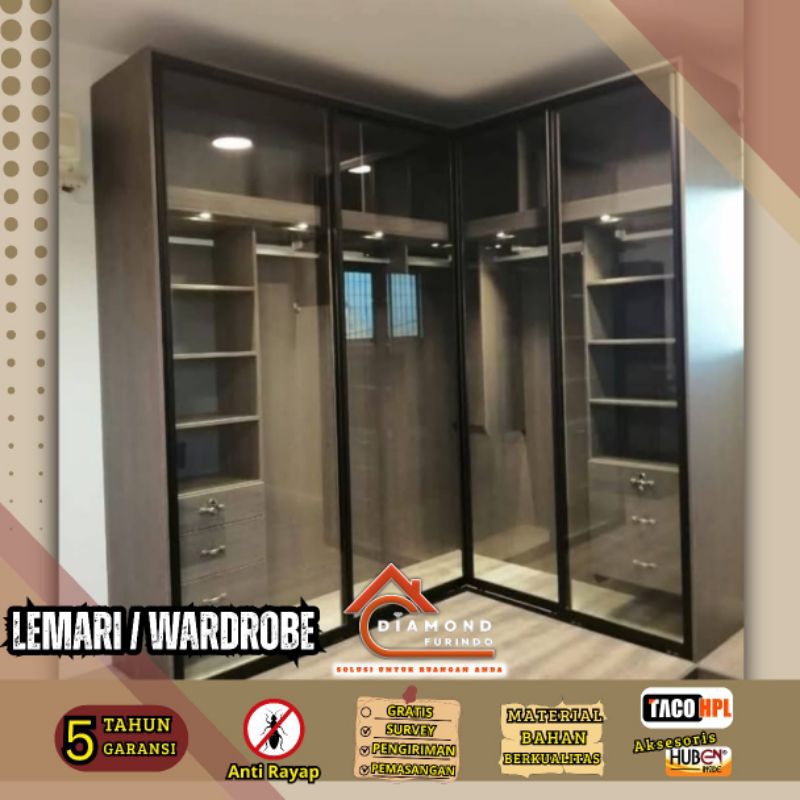 Jual Lemari/wardrobe custom minimalist Tebal bahan 9mm Finishing Luar ...