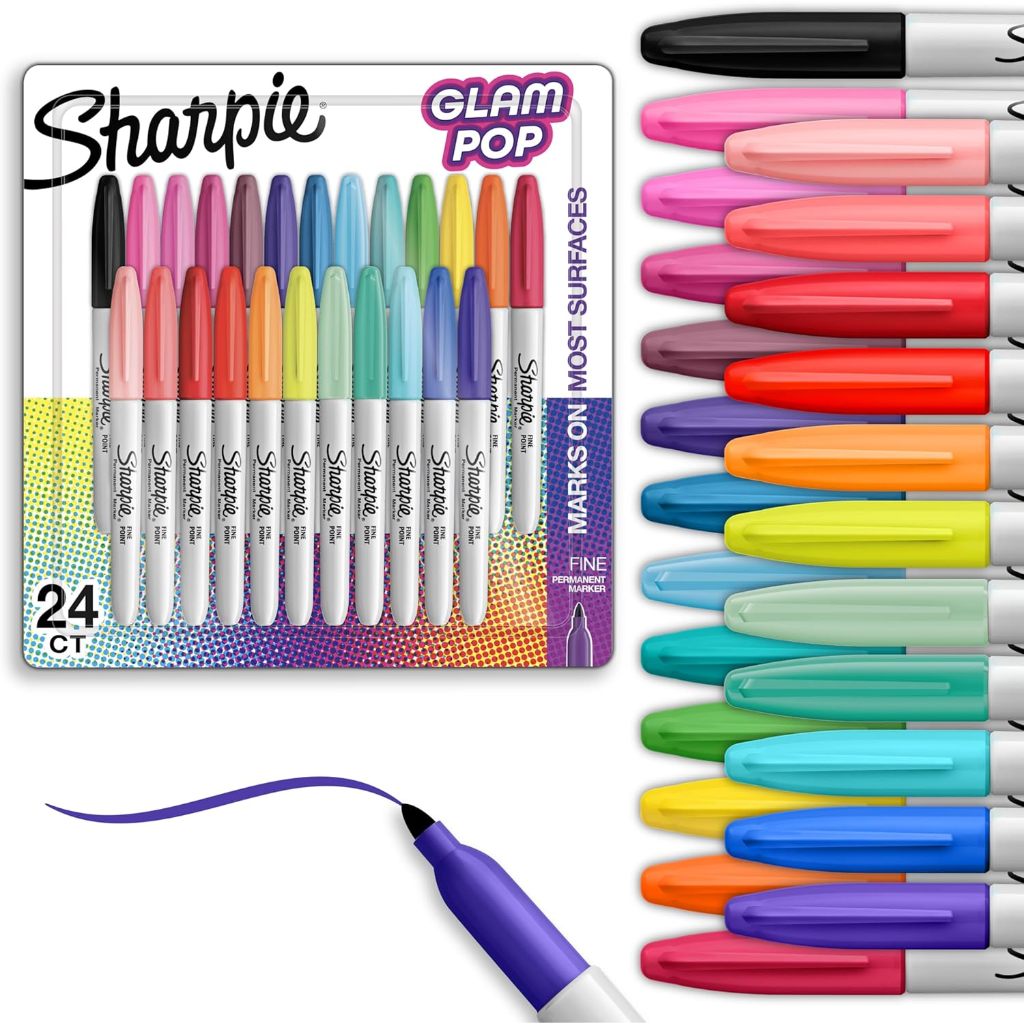Jual Sharpie Glam Pop Permanent Markers Set 24 pcs, FINE TIP, 24 Count ...