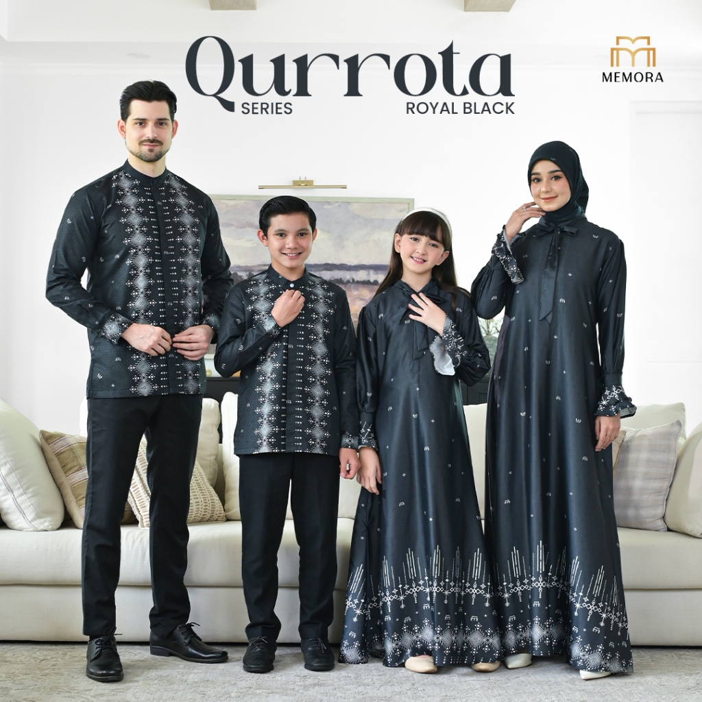 Jual Baju Couple Keluarga Lebaran 2025 Series QURROTA ROYAL BLACK By ...