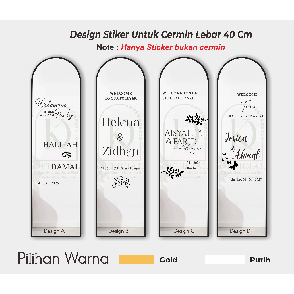 Jual Stiker untuk Cemerin Lebar 40 CM | Sticker Cermin Wedding | Mirror ...