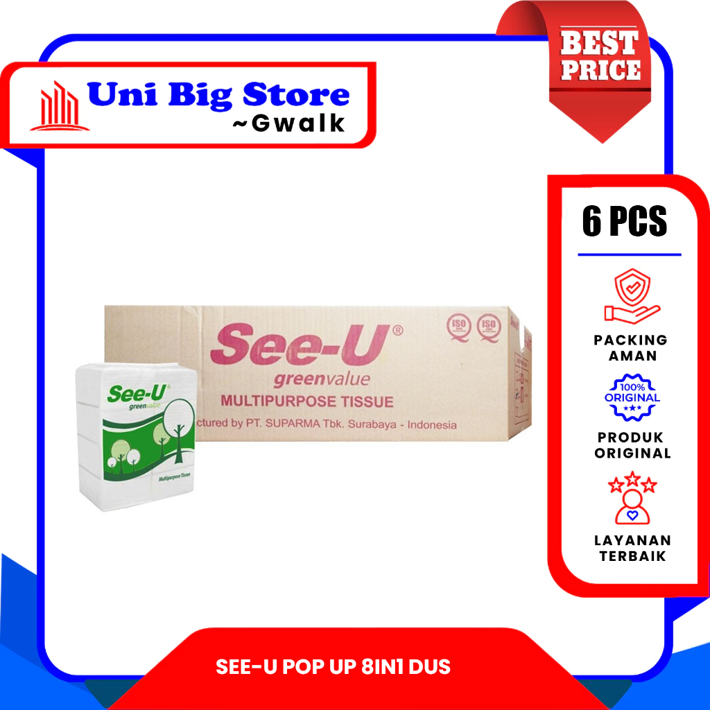 Jual SEE-U TISSUE MULTIPURPOSE POP UP 8 IN 1 DUS - (8 pack x 6 pcs ...