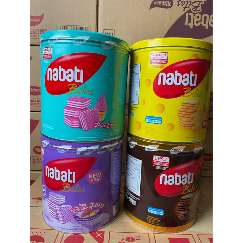 Jual WAFER NABATI kaleng 240gr. Tersedia varian ( UBI UNGU, KEJU, PINK ...