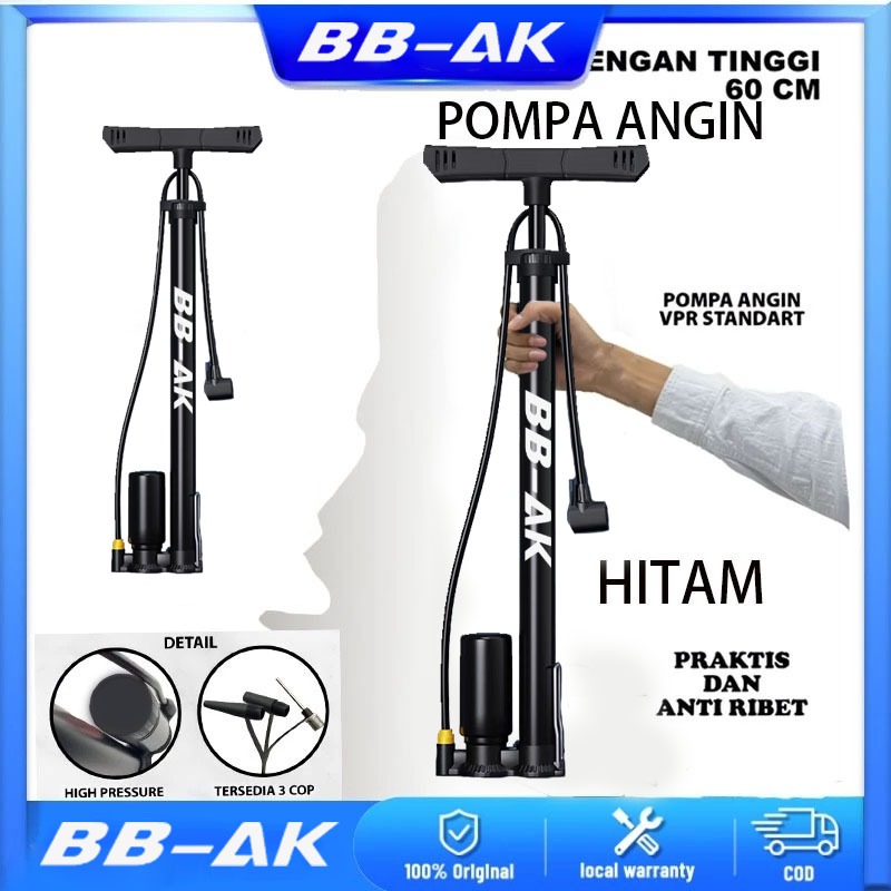 Jual Pompa Angin Sepeda Motor Mobil Tabung Meter Black/High Pressure ...