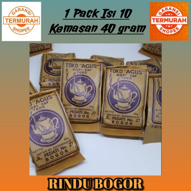 Jual Kopi Cap Teko Toko Agus kemasan 1 Pack isi 10 @40 gram Kopi Lokal ...