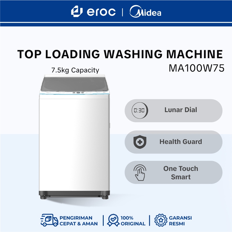 Jual MIDEA Top Load Washing Machine 7.5kg - MA100W75 - One Touch Smart ...