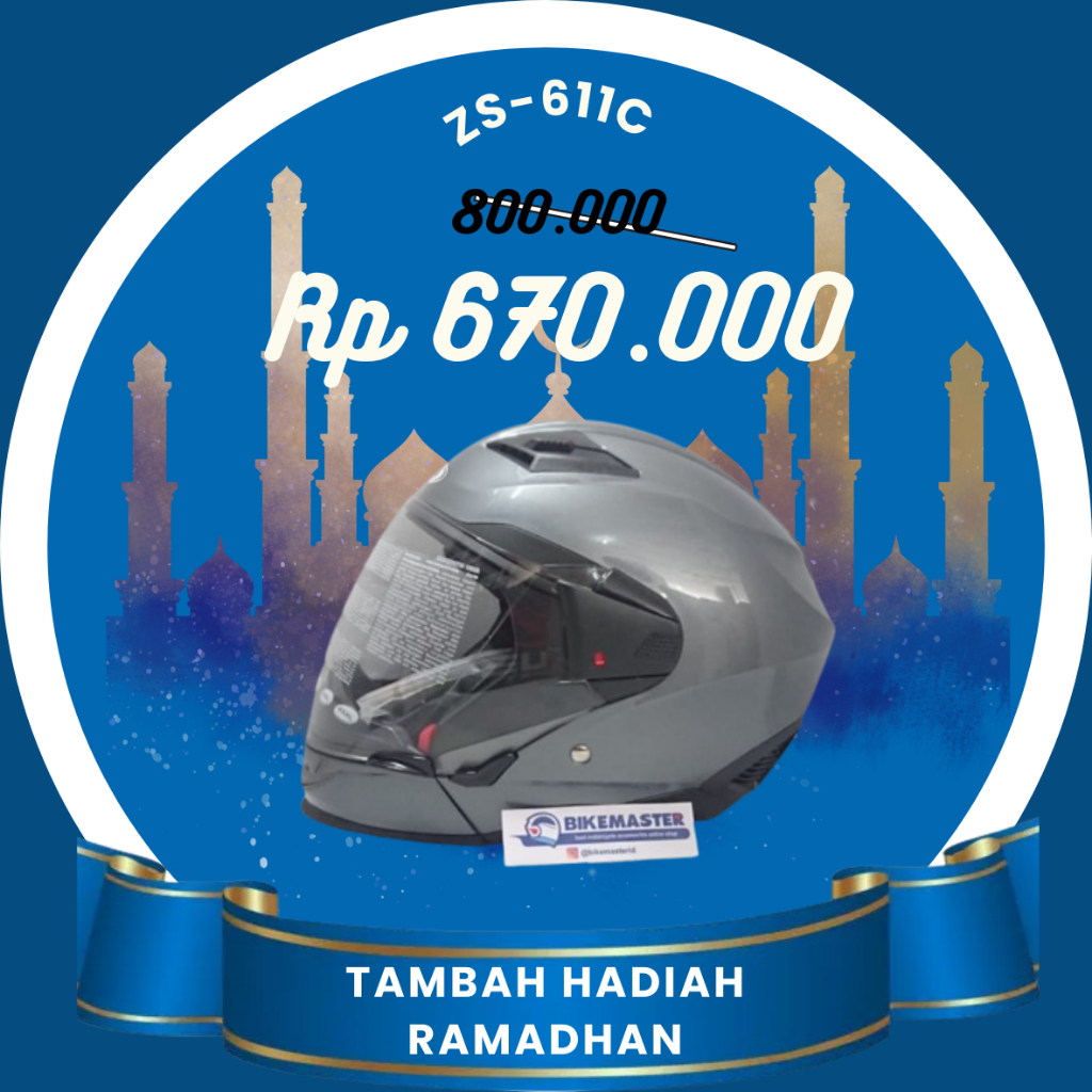 Jual PROMO RAMADHAN Helm Zeus ZS-611C Titanium - Modular Helmet ...