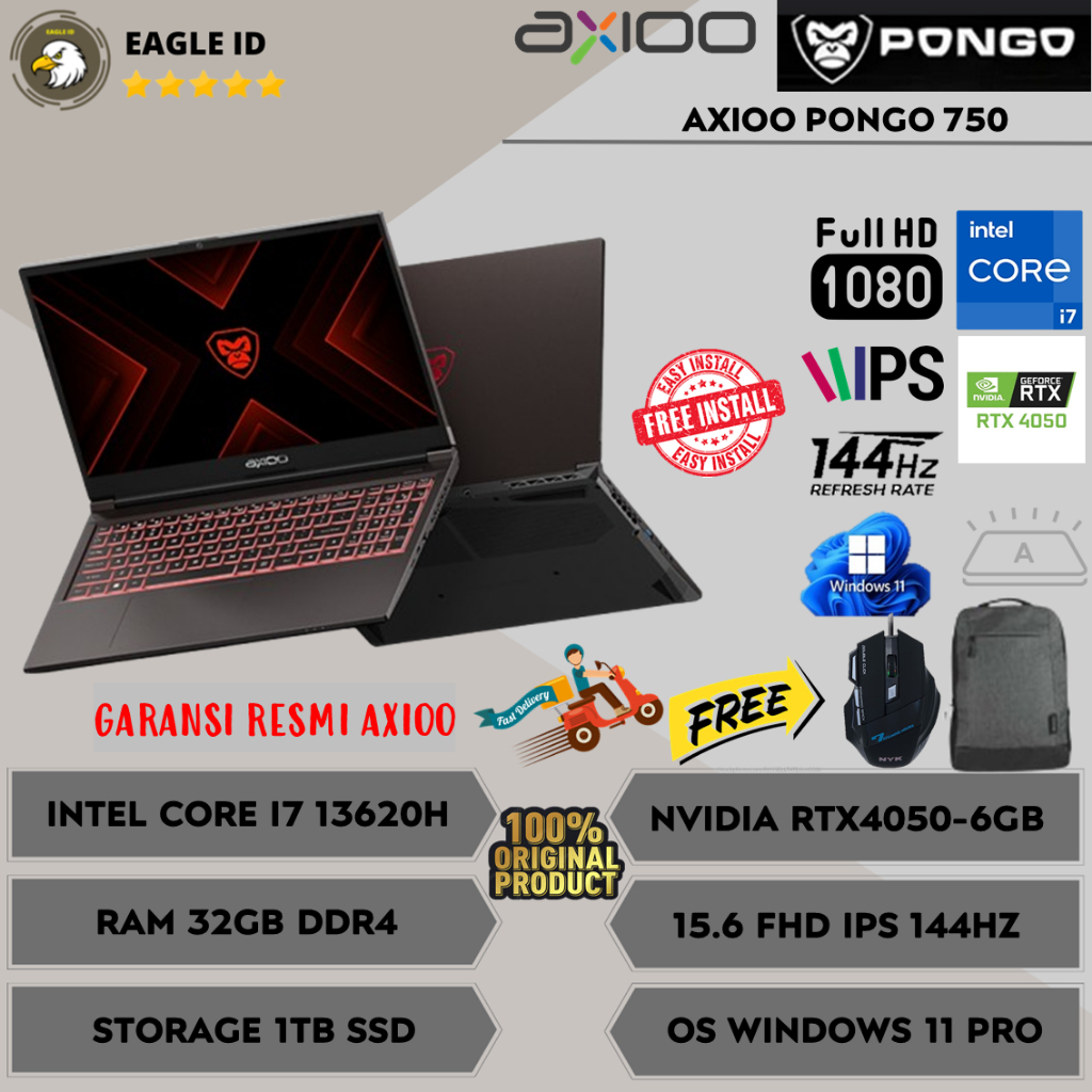 Jual Laptop Gaming Terbaru Axioo Pongo 750 Intel Core i7 13620H Ram ...