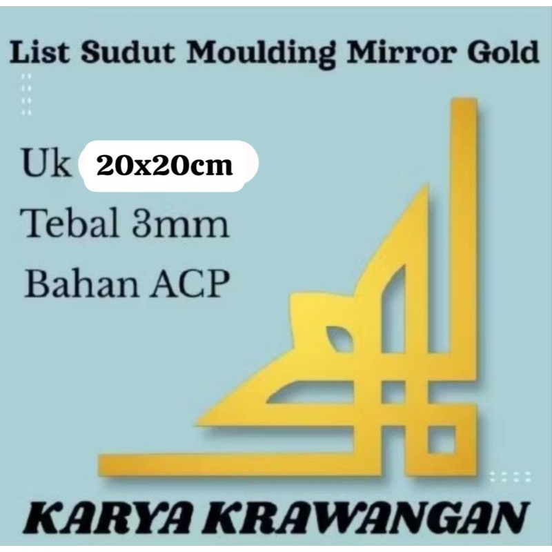 Jual custom list moulding sudut miror warna gold uk 20x20cm tebal 3mm ...