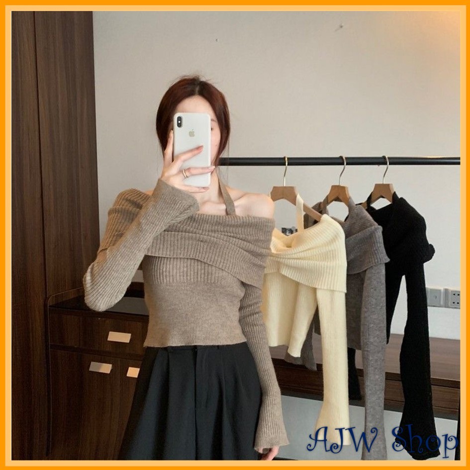 Jual AJW Atasan Wanita Sabrina Cutt Off Tali Leher Knit Premium XEG ...