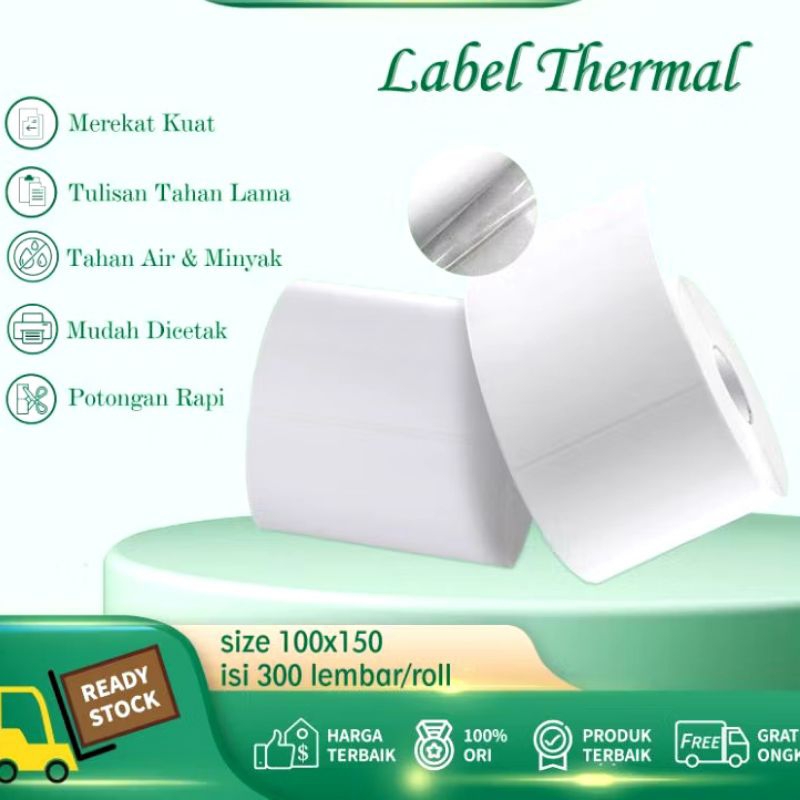Jual SKYPACK Kertas Label Thermal Roll Ukuran 100x150mm Direct Thermal 300pcs Barcode Stiker ...