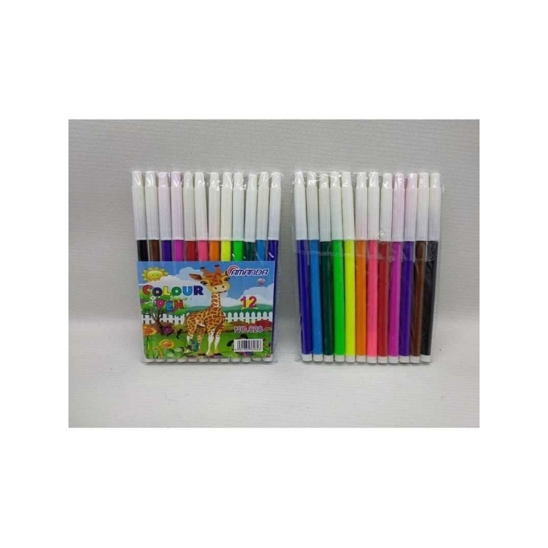 Jual spidol warna 12pcs/spidol sedang amanda /spidol kecil amanda 12 ...