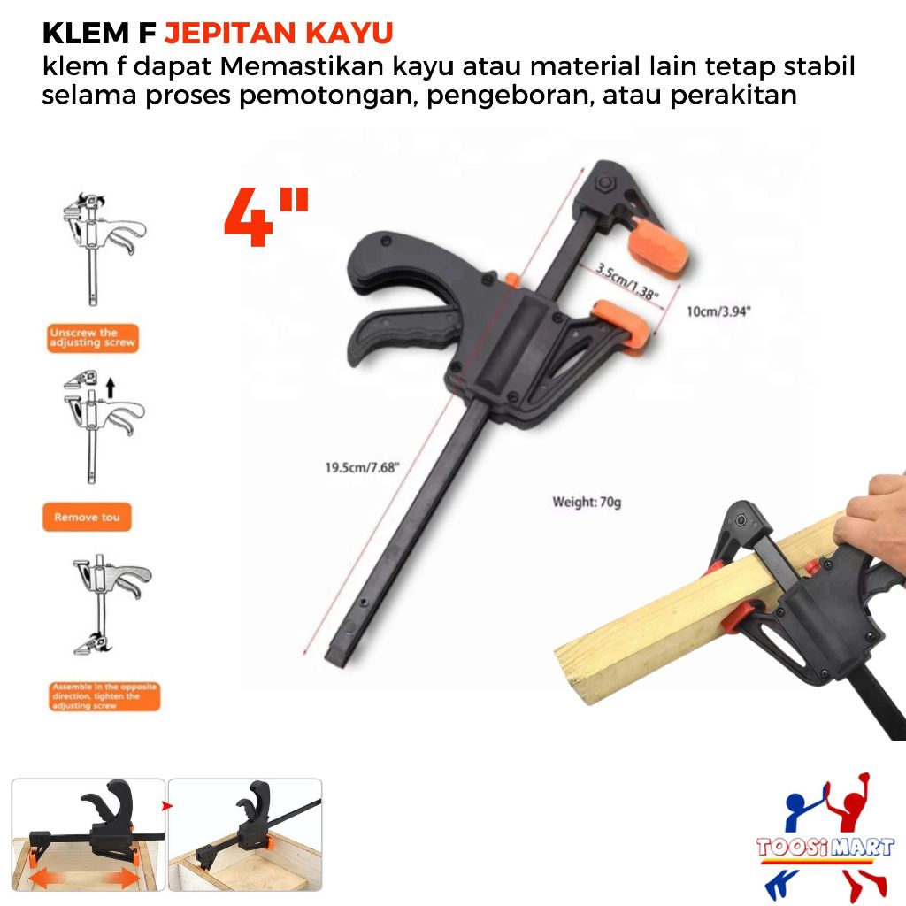 Jual Klem F Clamp F Jepit Papan Kayu / Woodworking tools - 4INCH ...
