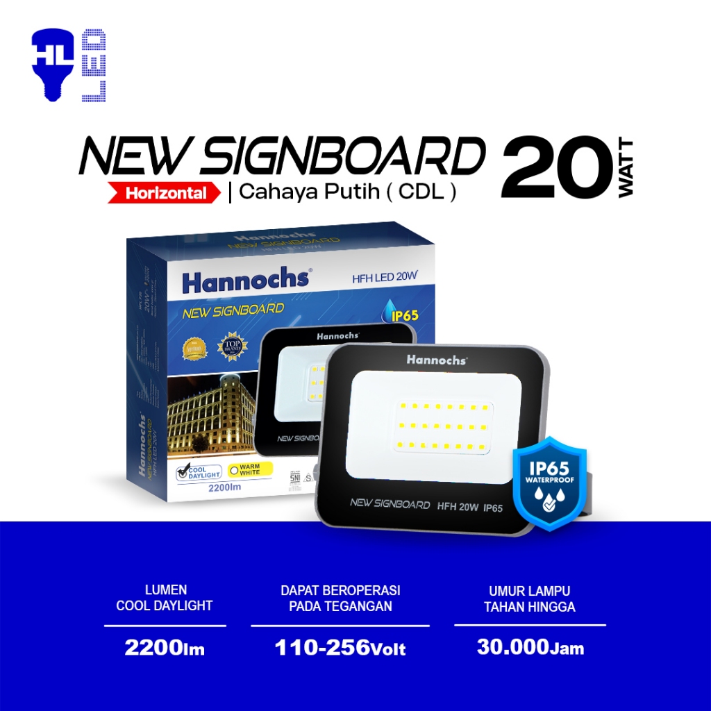 Jual Hannochs Lampu Sorot LED Flood Light New Signboard HFH 20W Cahaya ...