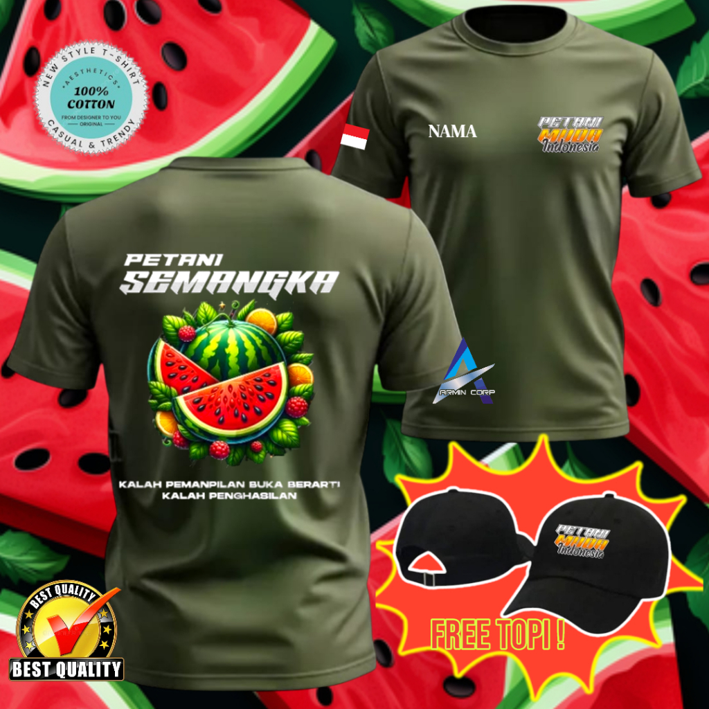Jual TSHIRT PROFESI PETANI SEMANGKA KATA KATA DESIGN NEW AI 3D FULL ...