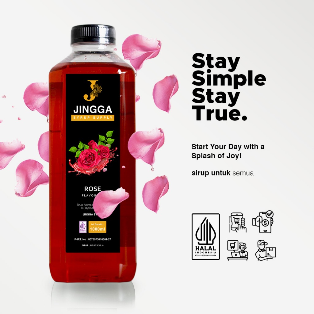 Jual JINGGA Rose Syrup 1000 ml - Sirup Flavour Mawar Untuk Mocktail ...